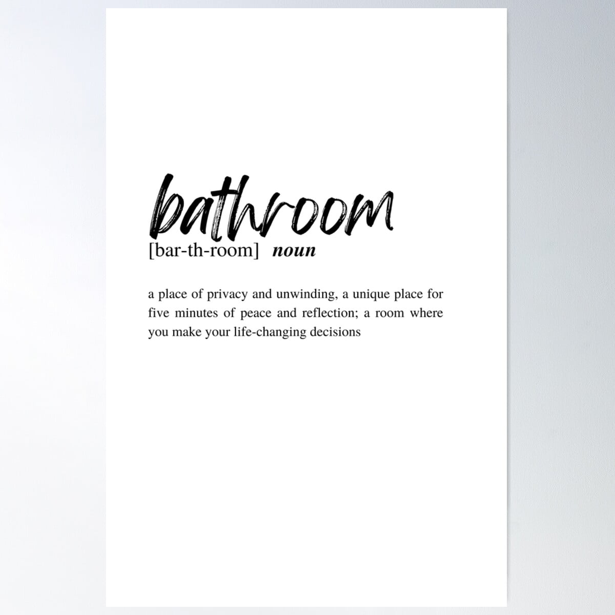 Bathroom Dictionary Definition Poster Wall Art, Modern Wall Decor For ...
