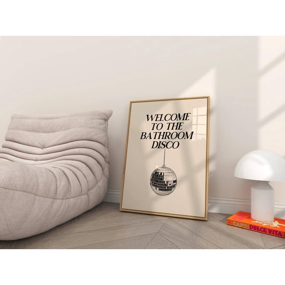Bathroom Disco Poster Funny Minimalist Wall Art , Poster Print Only ...