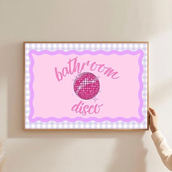 Bathroom Disco Poster Retro Pink Wall Art, Poster Home Decor, Poster ...