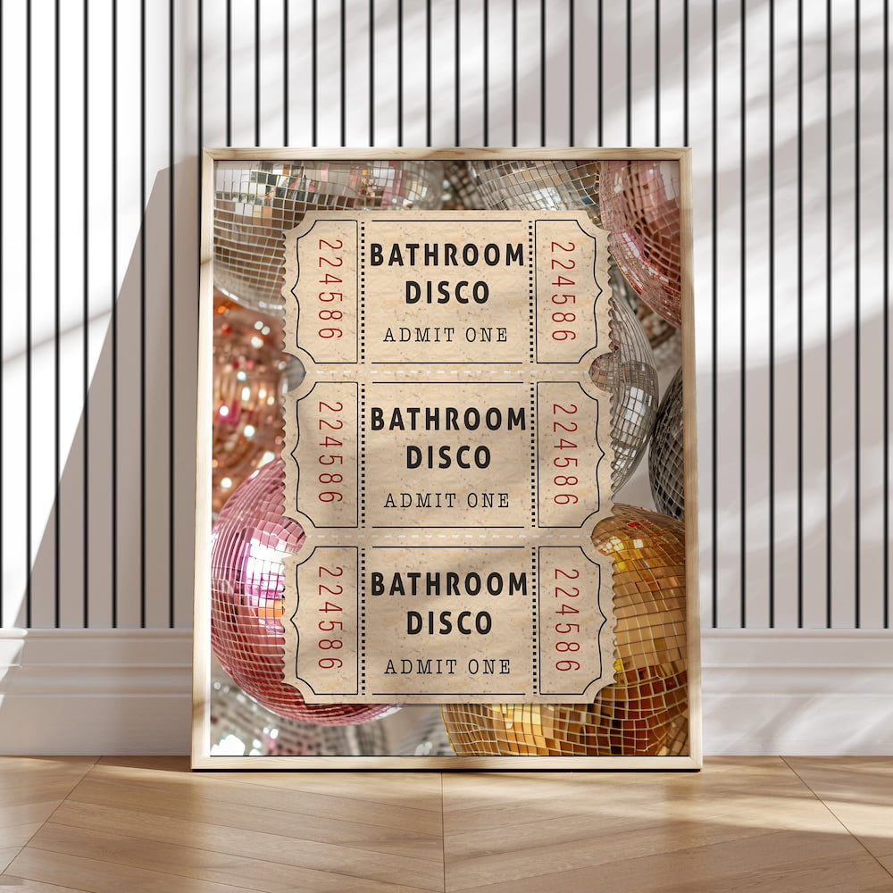 Bathroom Disco Ticket Print, Retro Maximalist Wall Art UNFRAMED PAPER ...