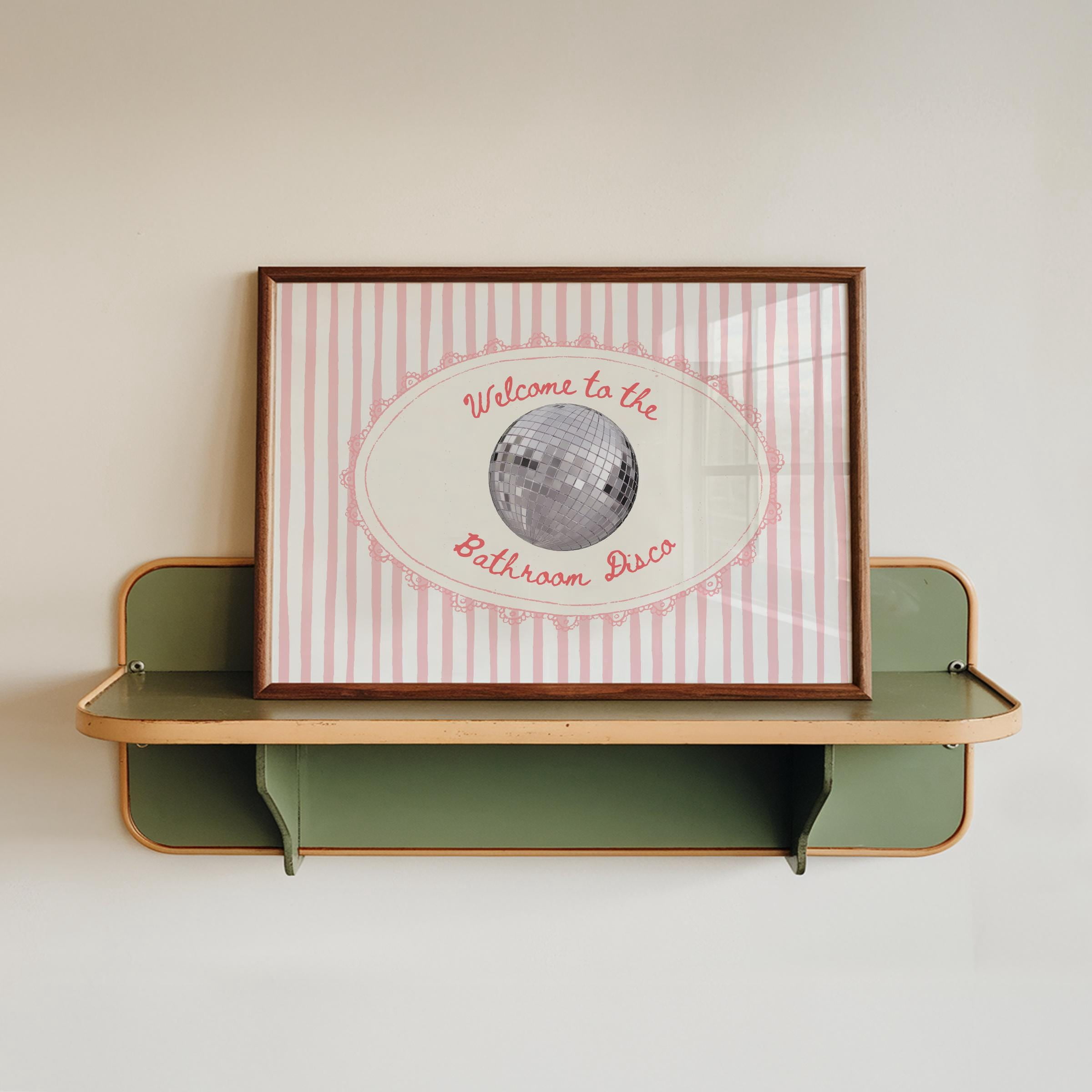 Bathroom Disco Wall Art Print: Vintage Funny Toilet Sign, Pink Humorous ...