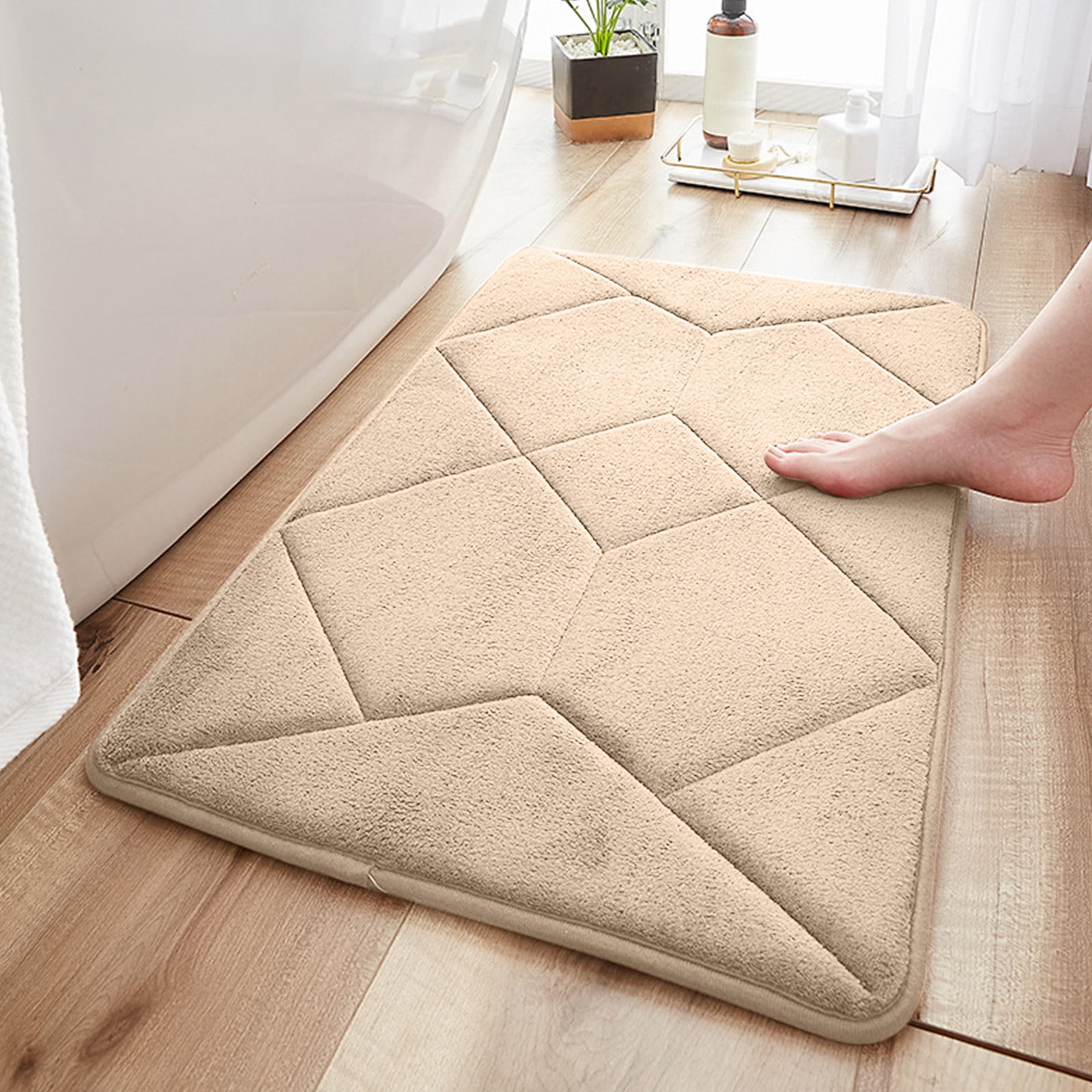 Bathroom Door Mat Machine Washable Absorbent Fabric Non Slip Floor Mat ...