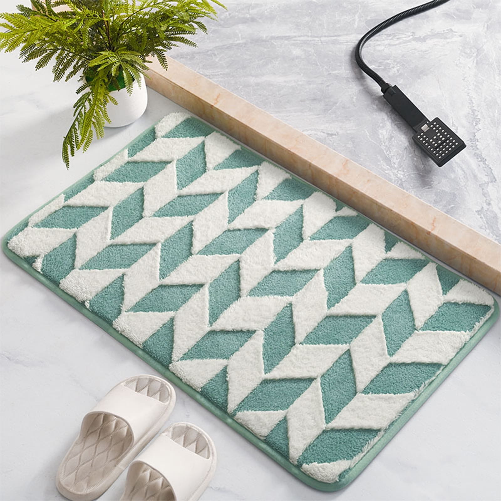 Bathroom Door Mat Water Absorbent Dry Entry Mat Solid Color Non Slip ...