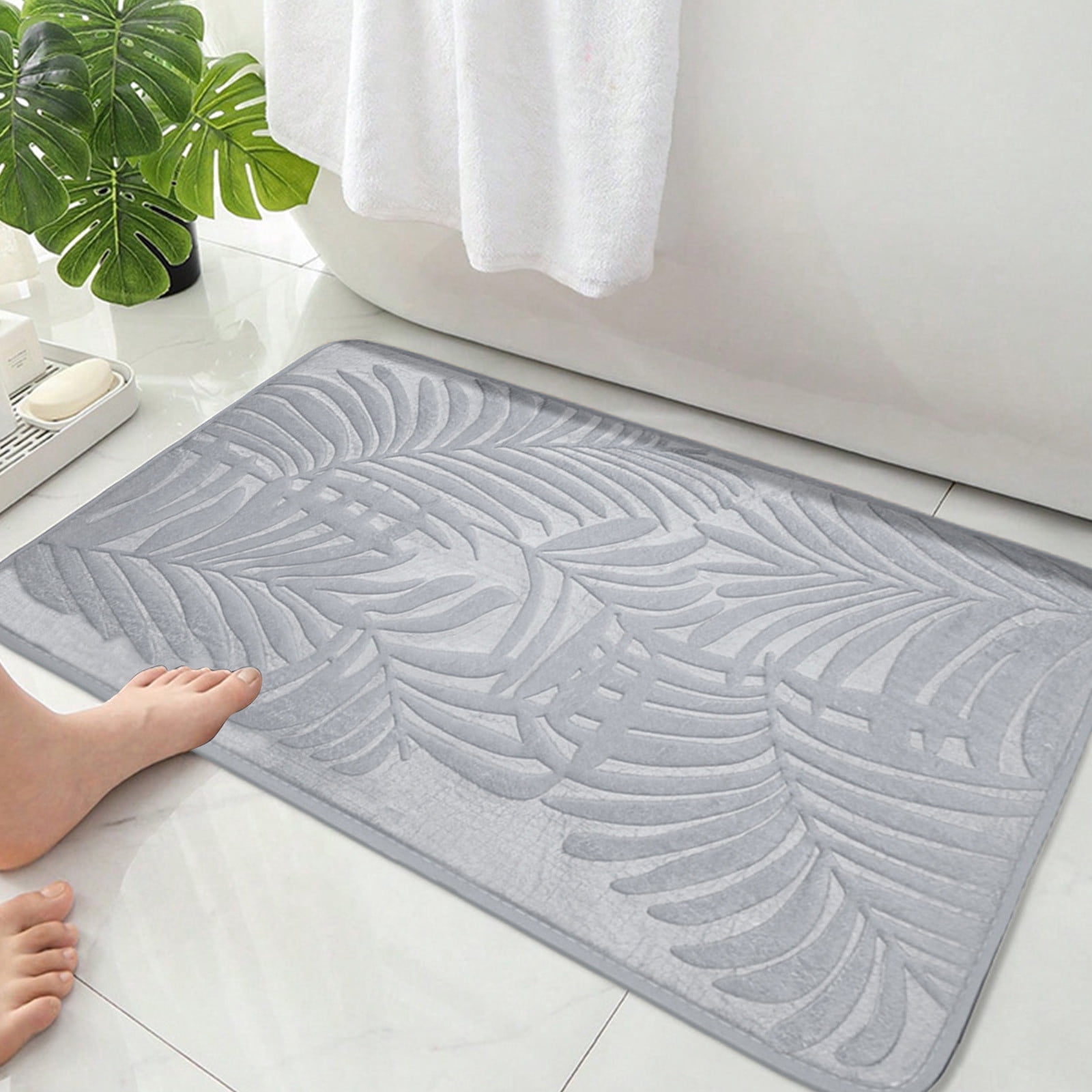 Bathroom Door Mat Water Absorbent Non Slip Rug | Fast-Drying Polyester ...