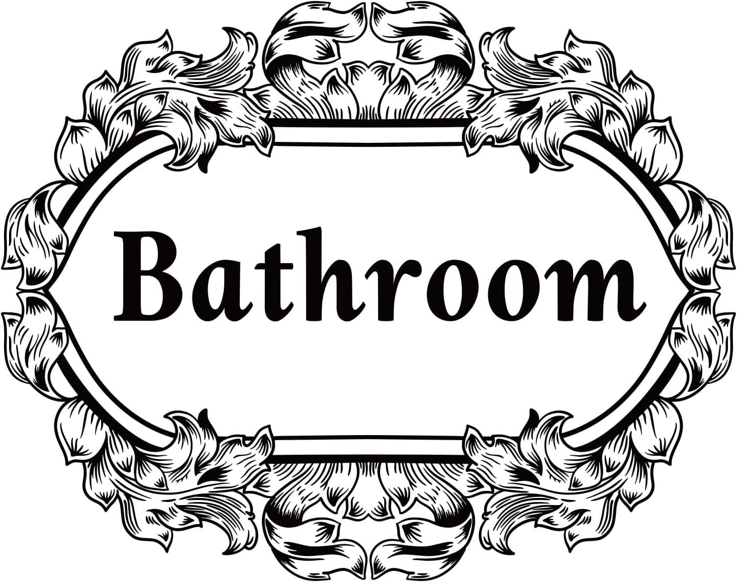 Bathroom Door Sign Wall Stickers Bathroom Vinyl Lettering Floral ...