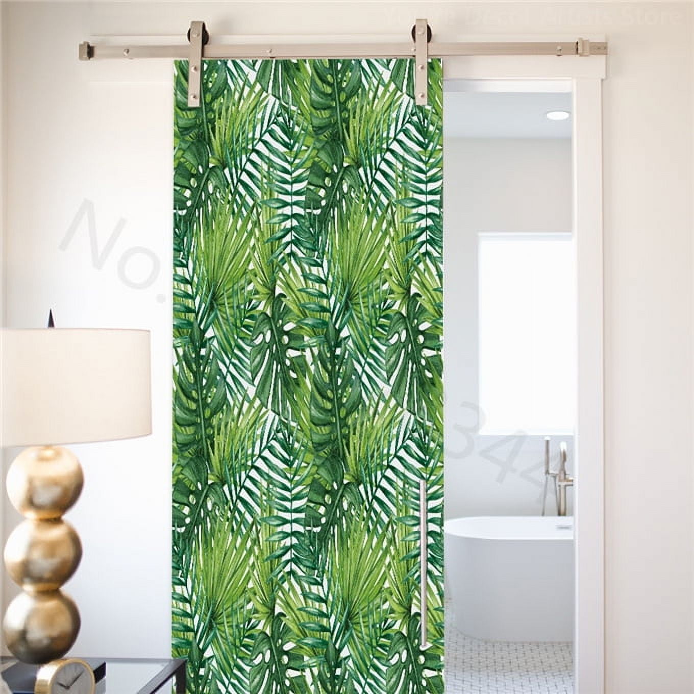Bathroom Door Stickers Bedroom Wallpaper Green Leaves Natural Scenery ...