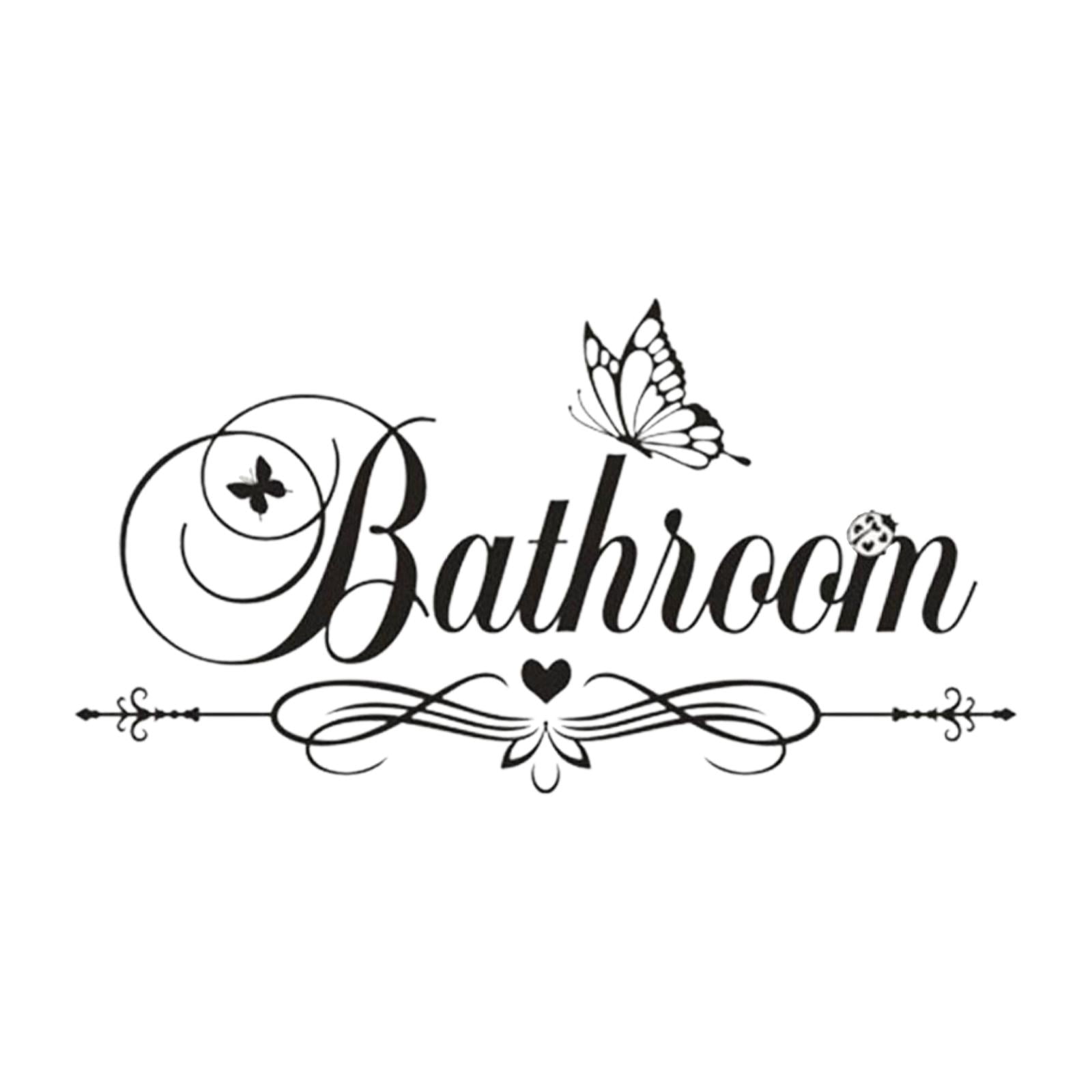 Bathroom Door Stickers Removable Bathroom English Label Wall Sticker ...