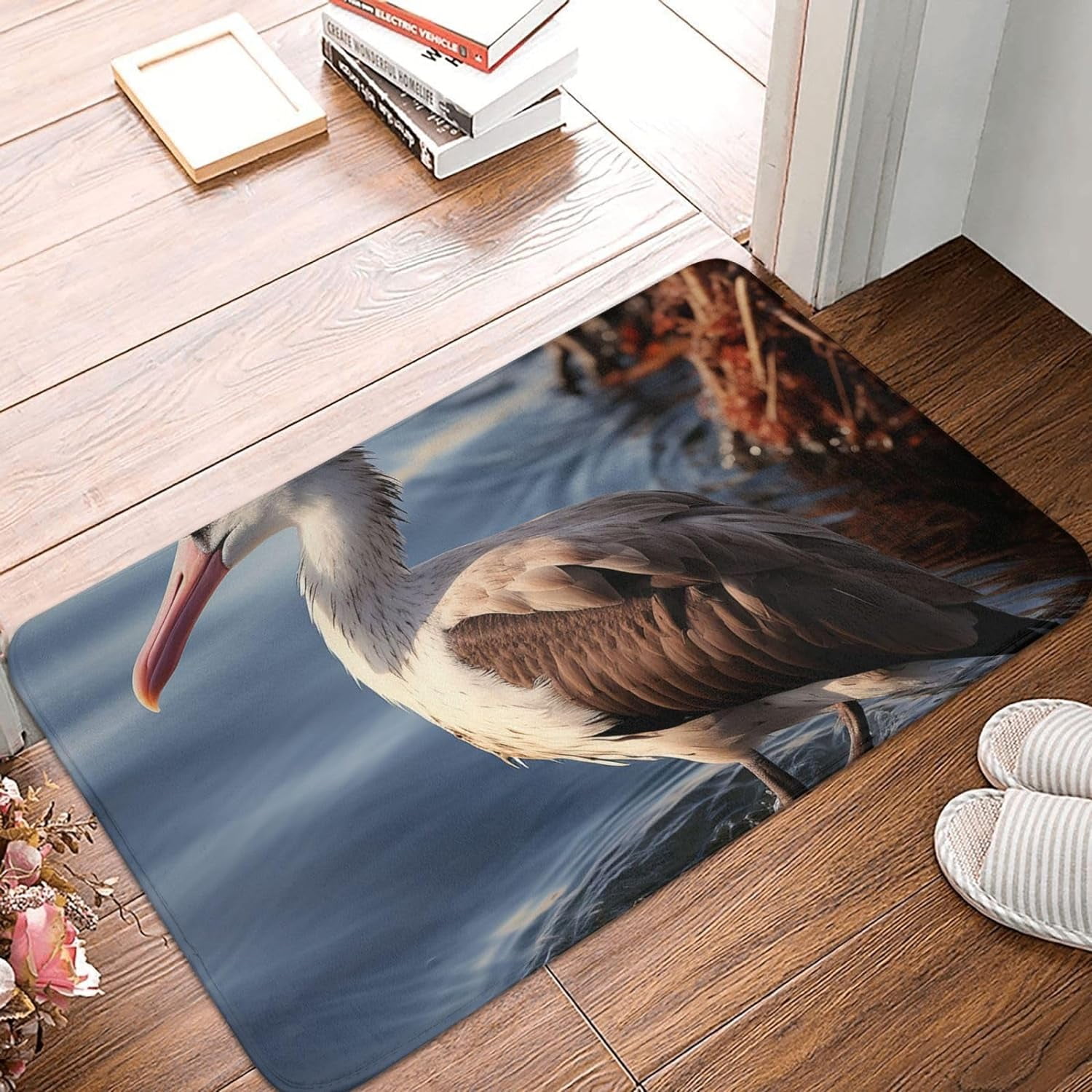 Bathroom Doormat 16" x 24" Non-Slip Front Doormats Bird in The Lake ...