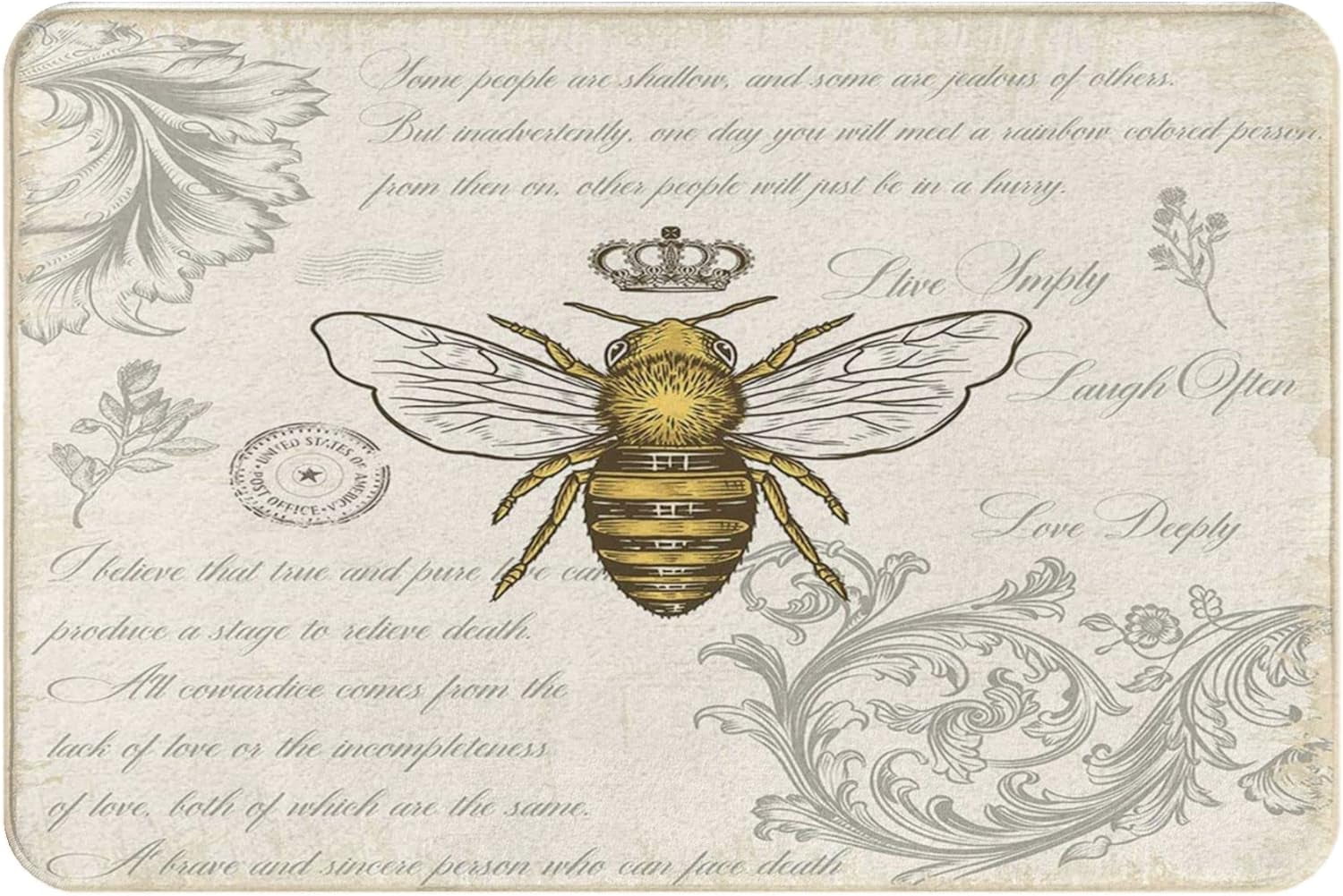 Bathroom Doormat Bee and Crown Doormat Indoor Entrance Door Mat Bath ...
