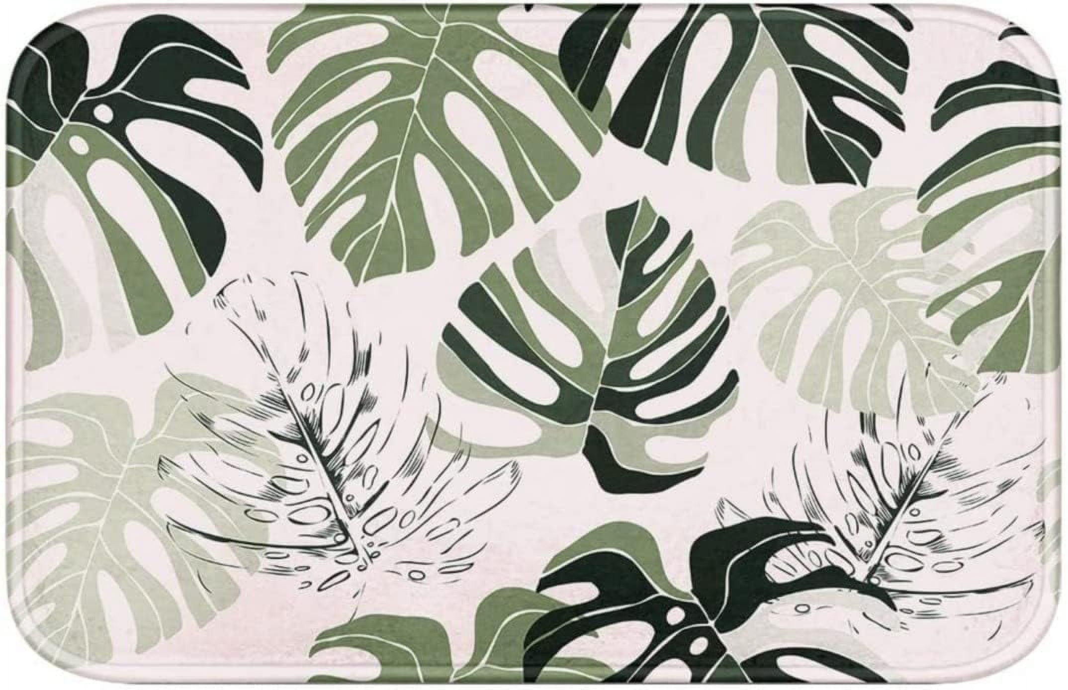 Bathroom Doormat Tropical Palm Leaves Abstract Non-Slip Mats,Decor for ...
