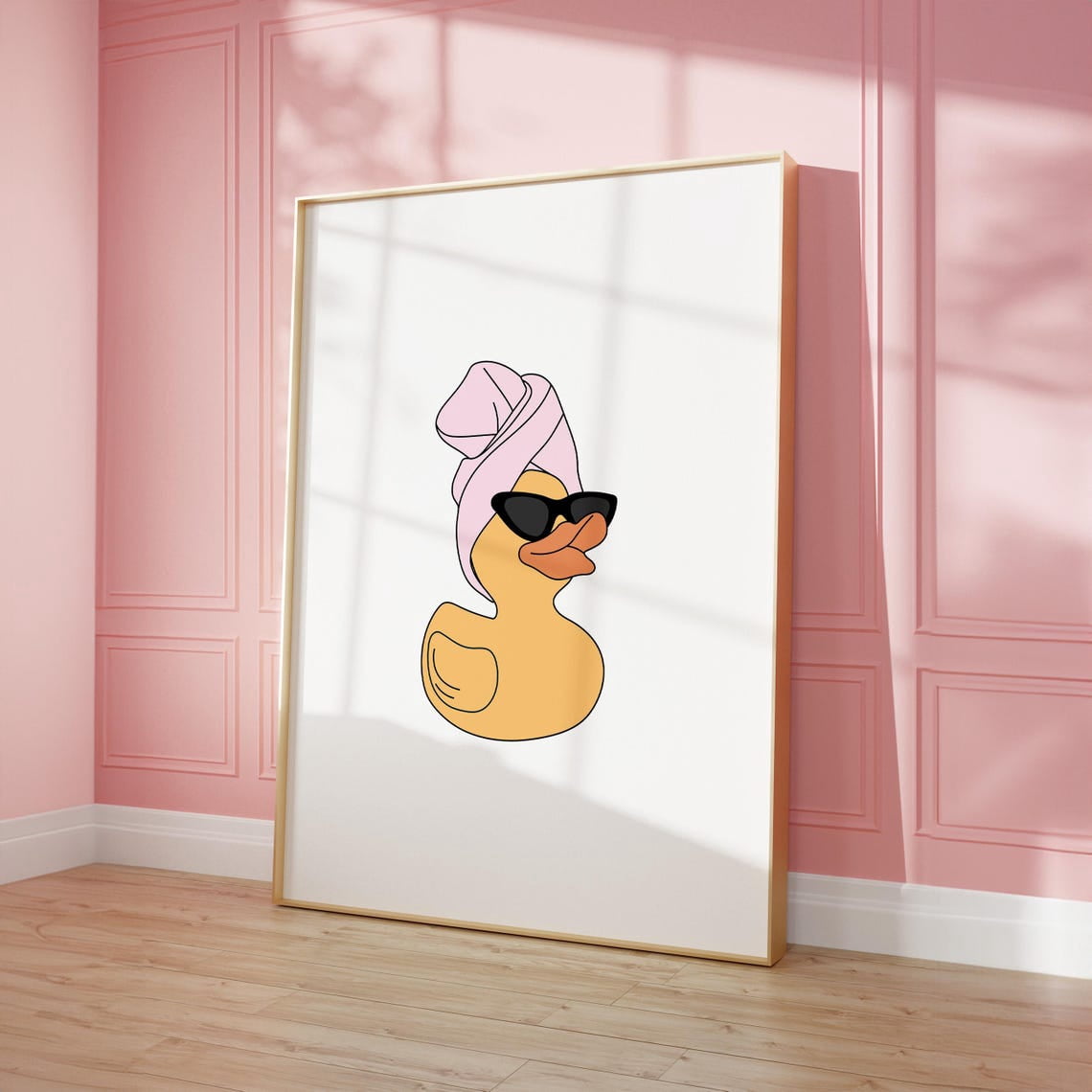 Bathroom Duck Print Rubber Duck In Head Towel, Funny Bathroom Decor ...