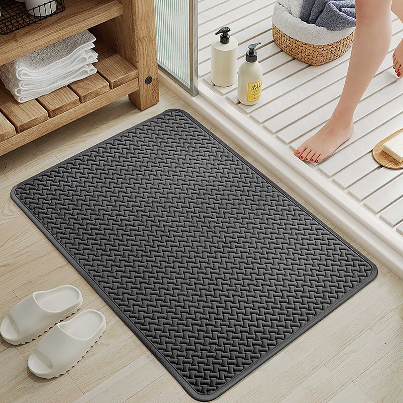 Bathroom Entry Mat, Non-slip Threshold Mat, Waterproof Rubber Edge ...