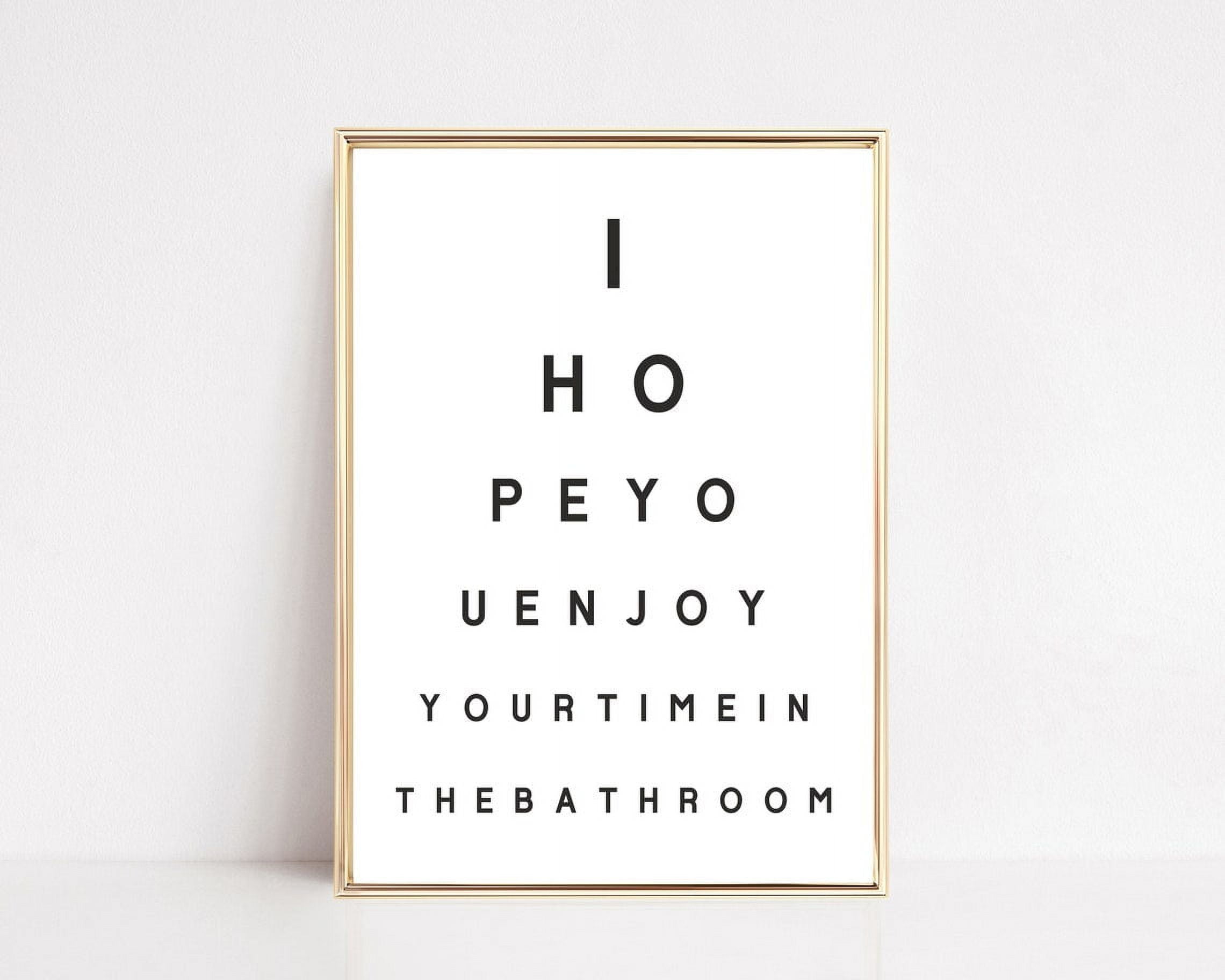 Bathroom Eye Chart Style Wall Art Minimalist Decor, Stretched Canvas ...