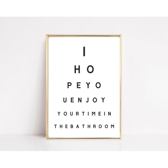 Bathroom Eye Chart Style Wall Art Minimalist Decor, Unframed Paper ...