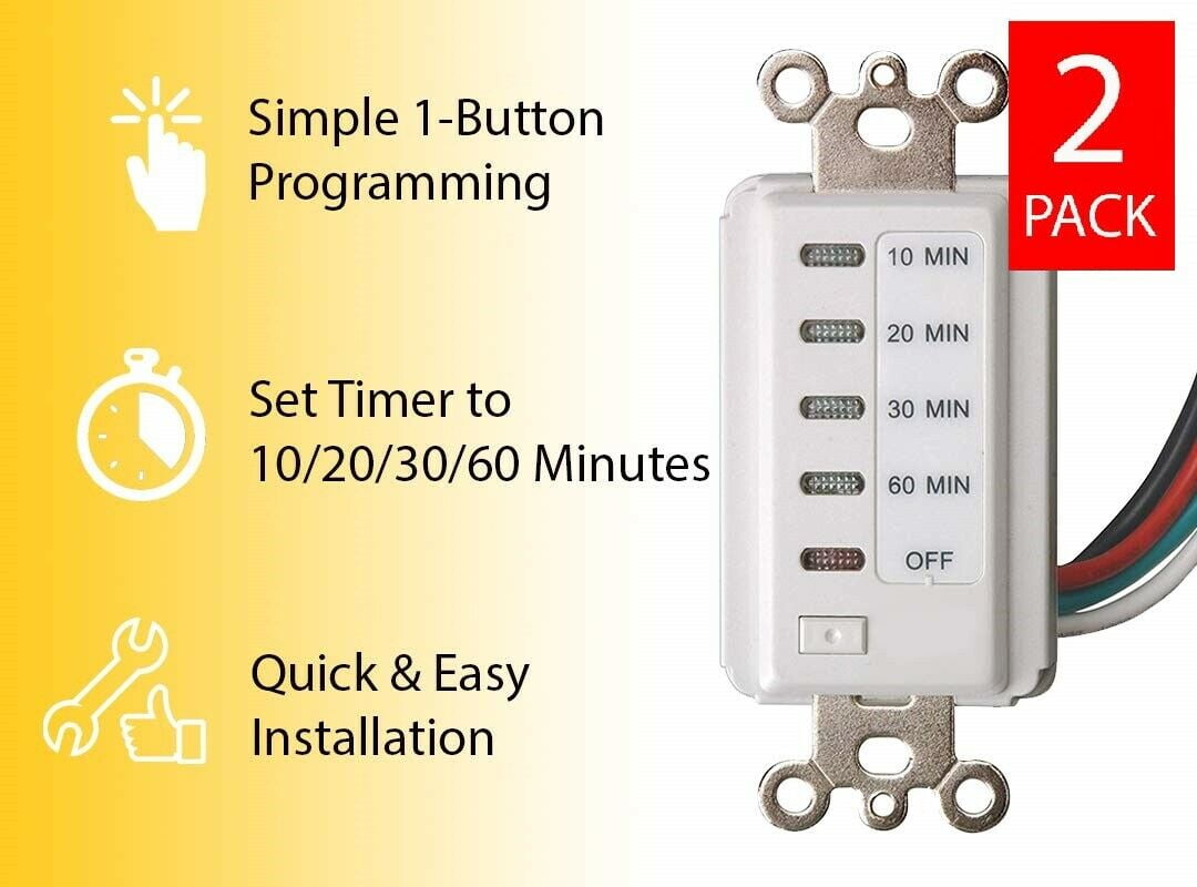 Bathroom Fan Auto Shut Off Preset Countdown Wall Switch Timer, 60-30-20 ...