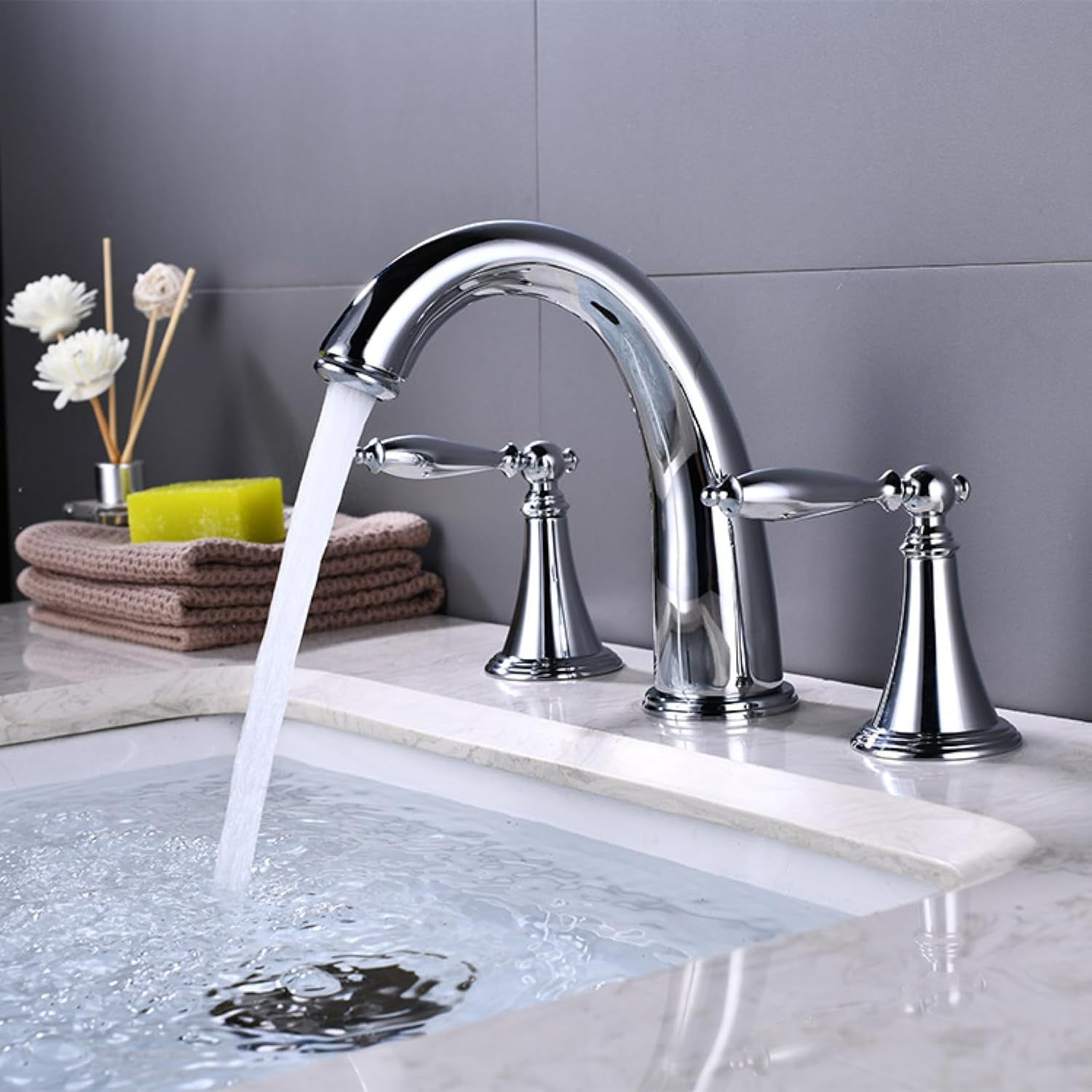 Bathroom Faucet 3 Hole,Brass Faucet Bathroom,2 Handle Bathroom Faucet ...