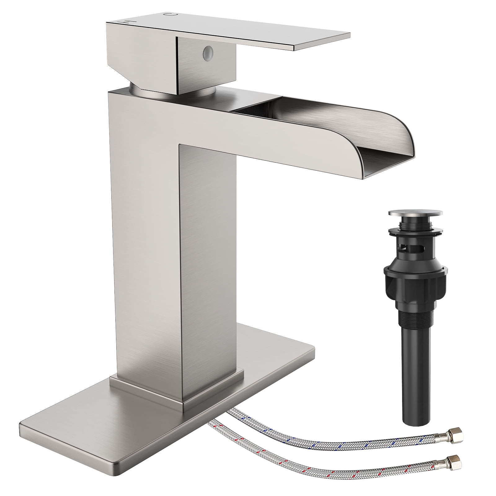 Bathroom Faucet Brushed Nickel Modern Waterfall Bathroom Sink Faucet ...