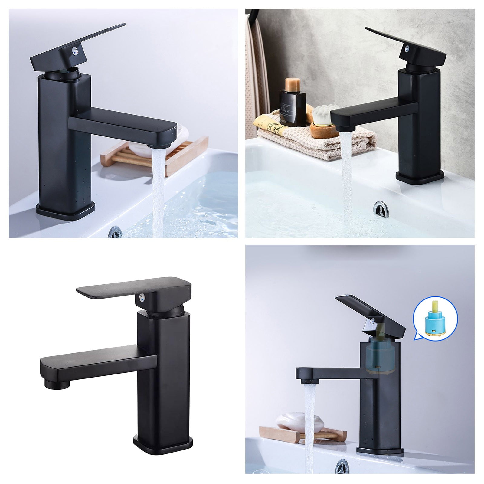 Bathroom Faucet Counter Single Handle One Hole Vanity Modern Mixer Tap ...