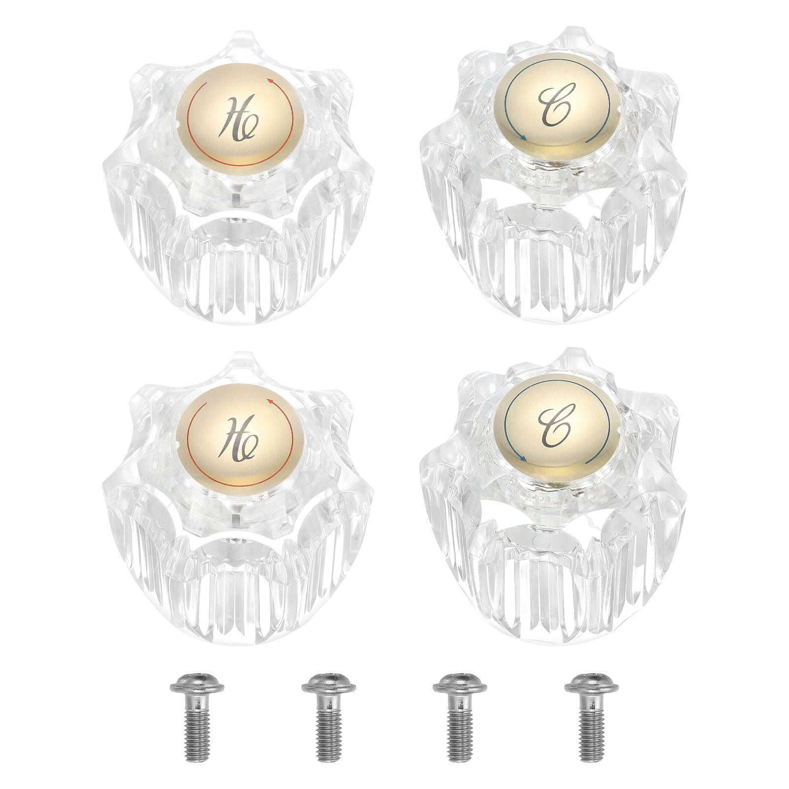Bathroom Faucet Knobs Replacement, 4Pcs Acrylic Hot and Cold Knob ...