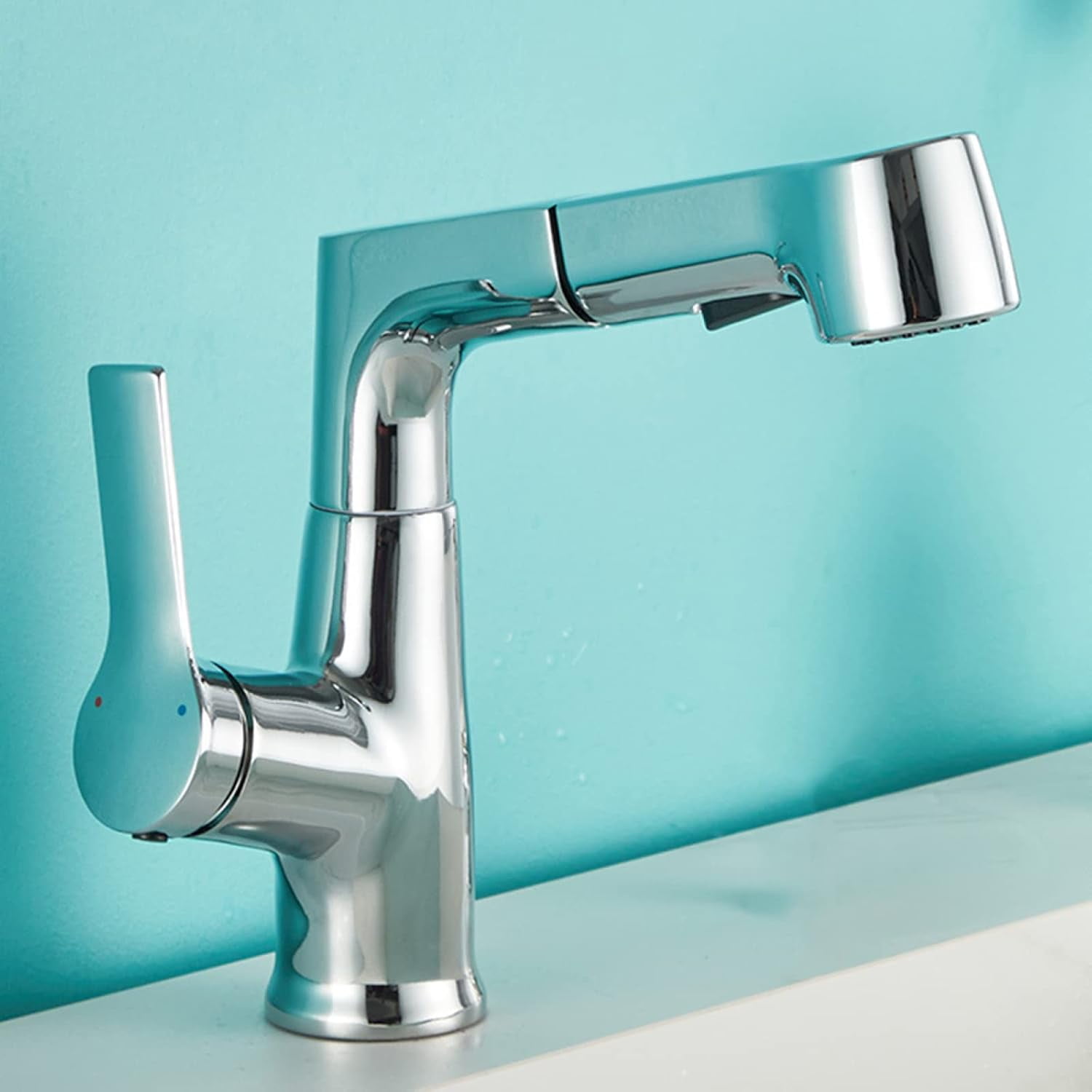 Bathroom Faucet with Pull Out Sprayer, 360° Swivel Spout Bathroom Sink ...