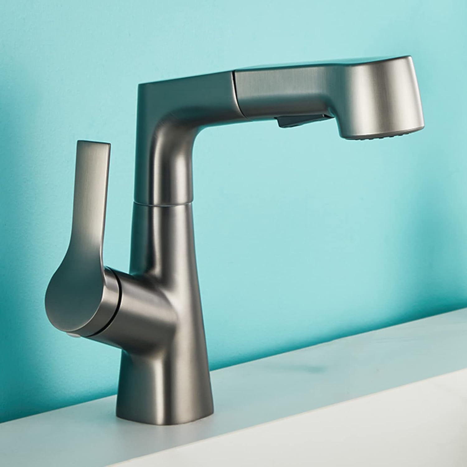 Bathroom Faucet with Pull Out Sprayer, 360° Swivel Spout Bathroom Sink ...