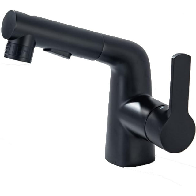 Bathroom Faucet with Pull Out Sprayer Single Hole Dual Mode Basin Mixer ...