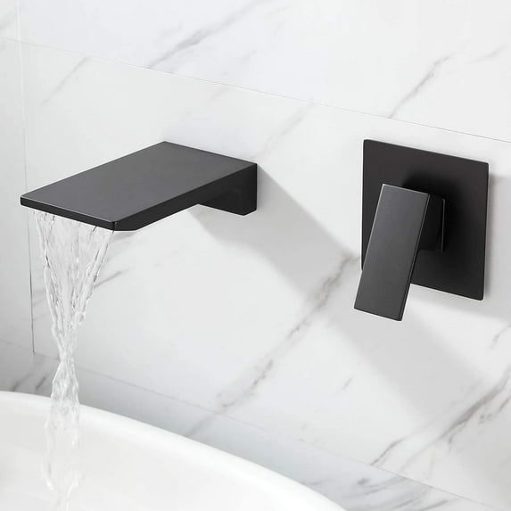 Bathroom Faucet Single Handle Wall Mount Waterfall Bathroom Sink Faucet ...