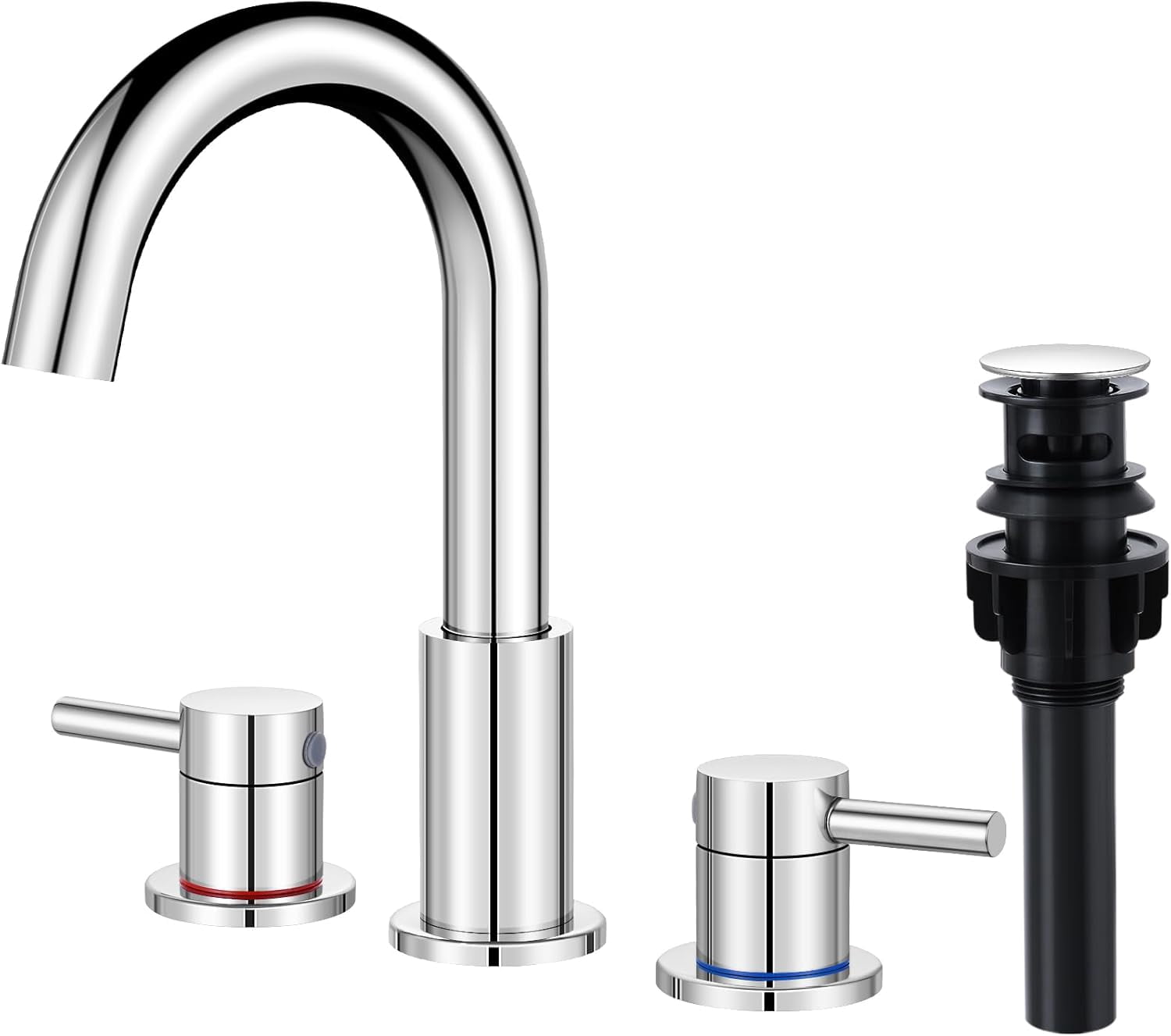 Bathroom Faucet for Sink 3 Hole, Chrome Bathroom Sink Faucet with Pop ...