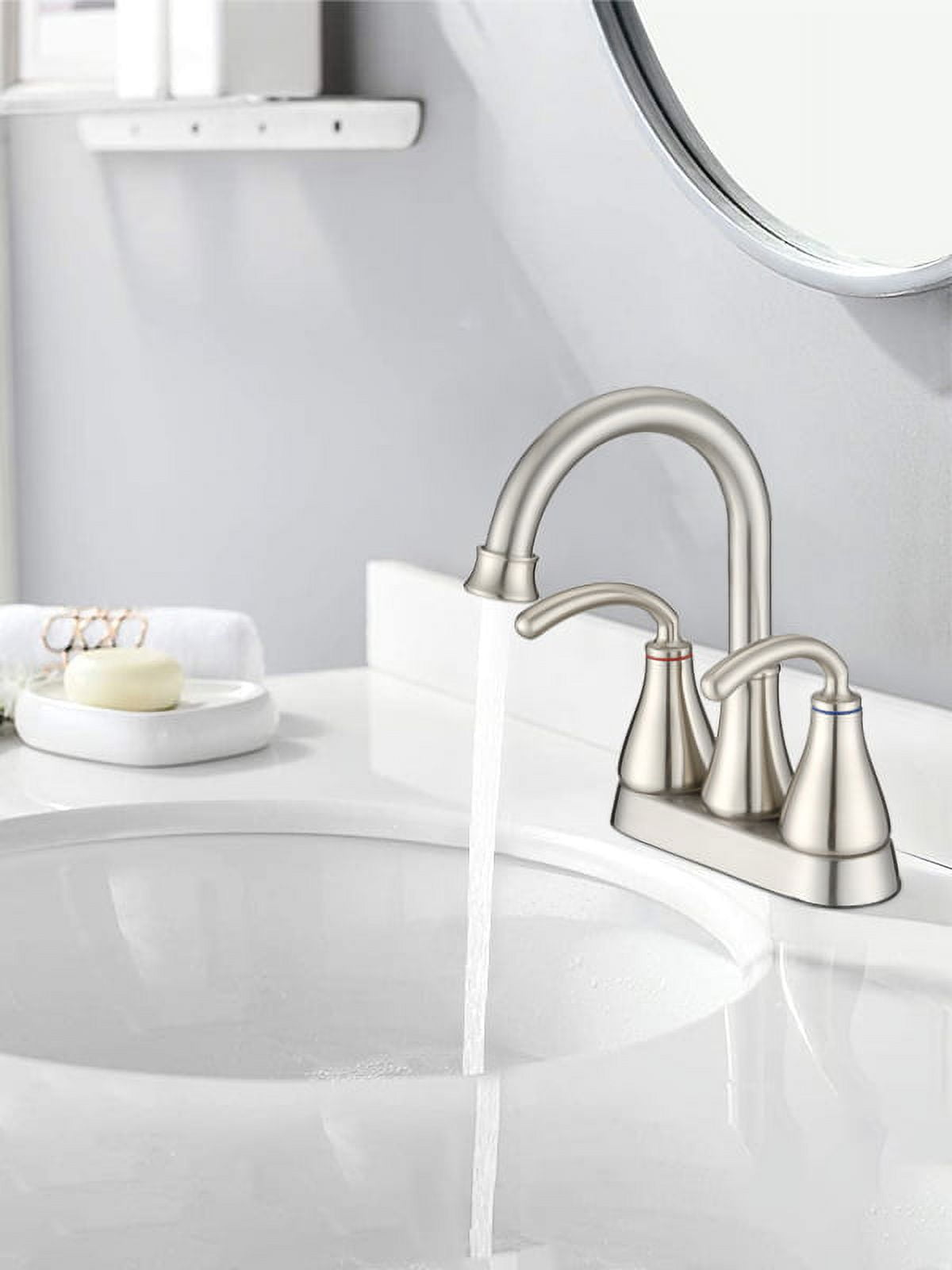 Bathroom Faucet, Stainless Steel Double Handle Desk Mounted Faucet ...