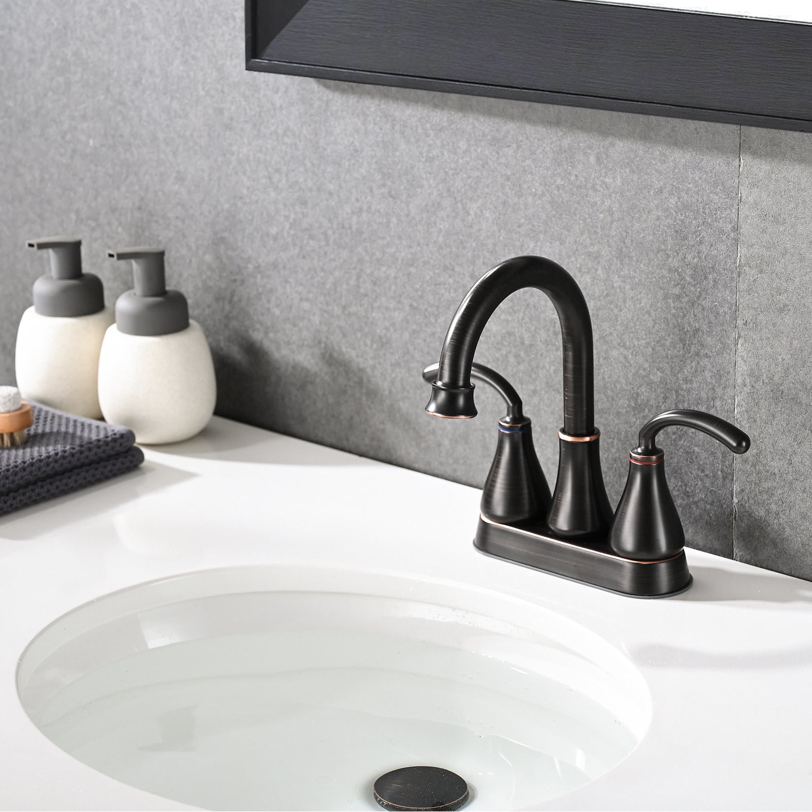 Bathroom Faucet, Stainless Steel Double Handle Desk Mounted Faucet ...