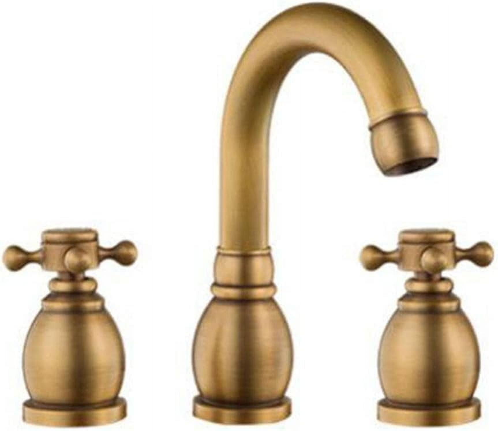 Bathroom Faucet Three Hole Antique Brass Hot Water and Cold Water Basin ...