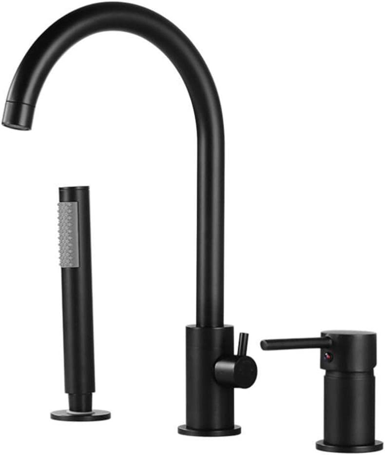 Bathroom Faucet Three Hole Brass Bathtub Faucet Rotatable Hot Water and ...