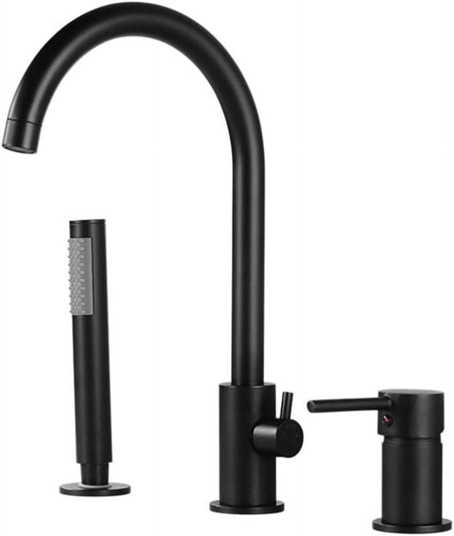 Bathroom Faucet Three Hole Brass Bathtub Faucet Rotatable Hot Water and ...