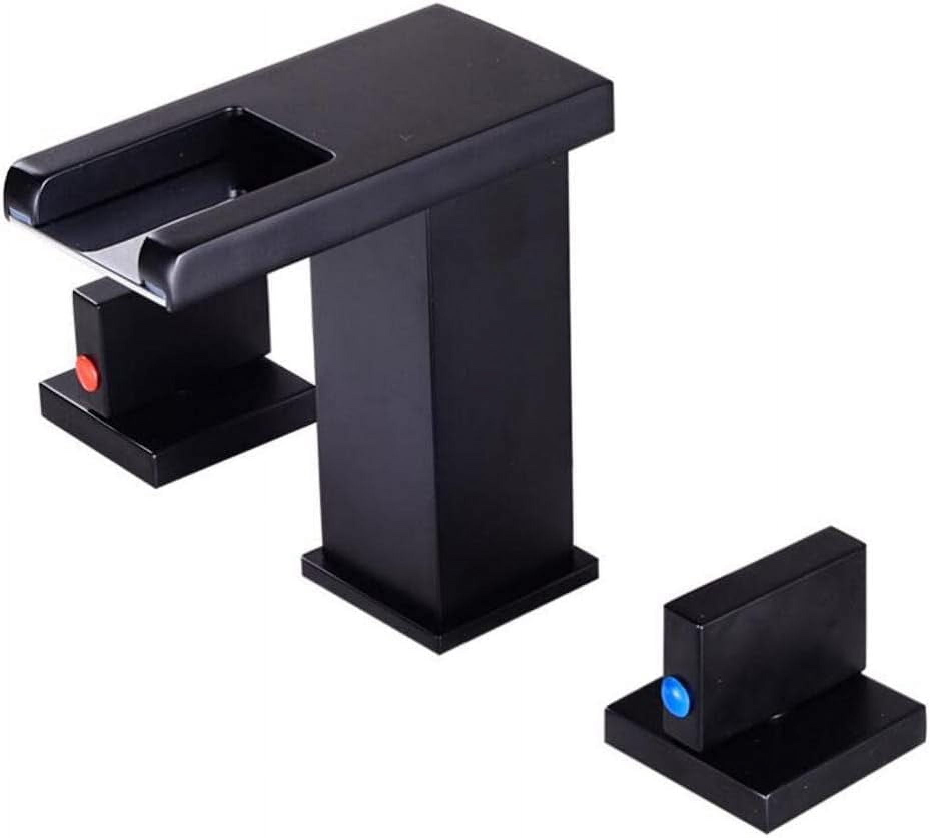 Bathroom Faucet Three Hole Waterfall Discoloration Temperature Control ...