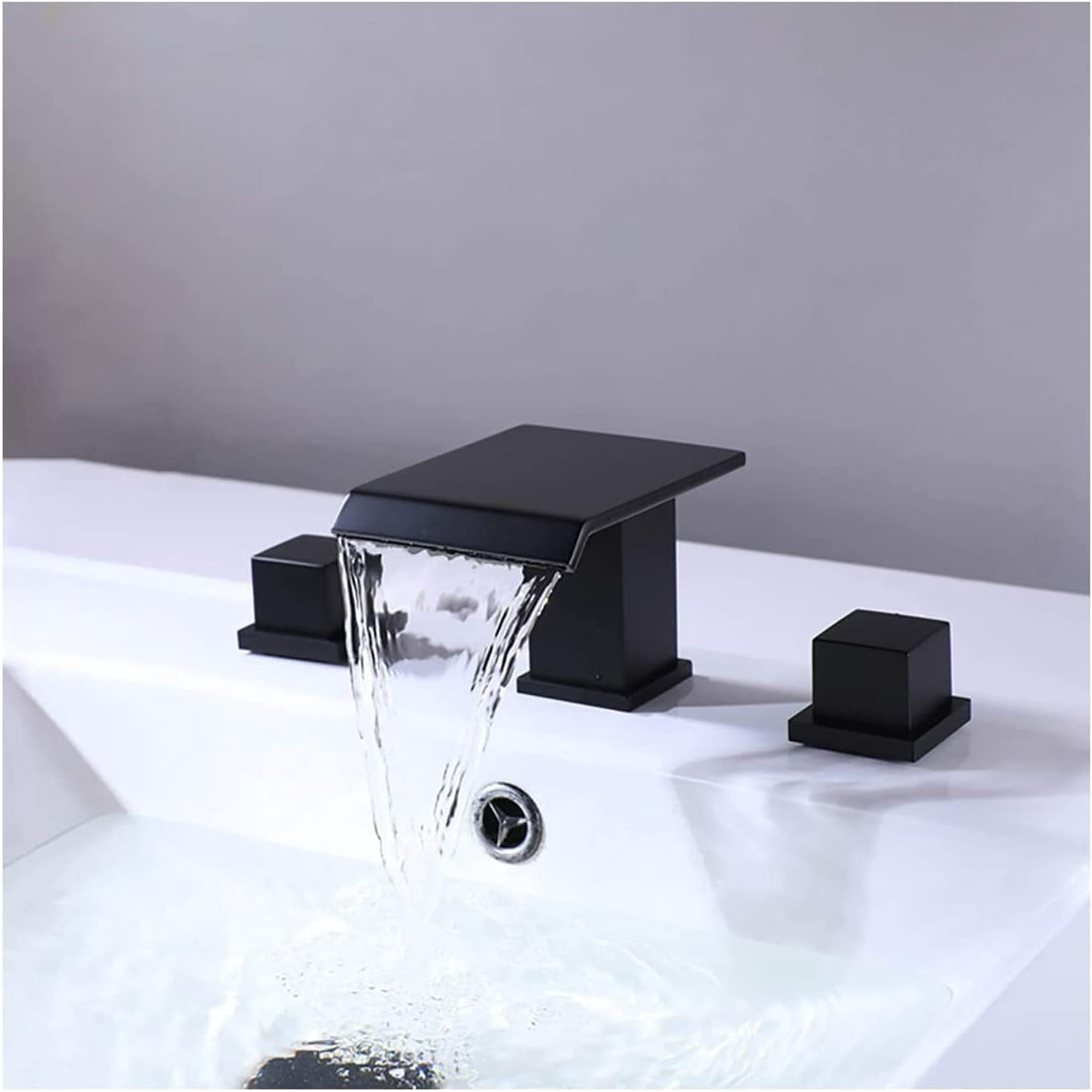 Bathroom Faucet Waterfall Black Bathroom Sink Faucet Brass Basin Mixer ...
