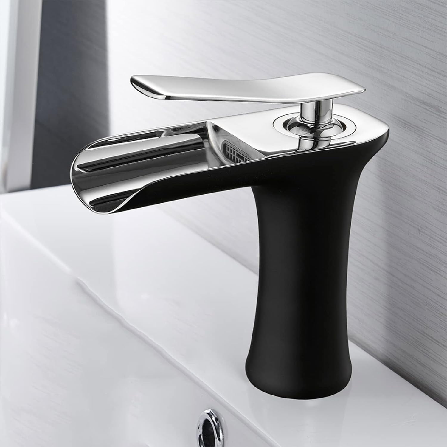 Bathroom Faucet Waterfall, Solid Brass, Hot and Cold Water Mixer Tap ...