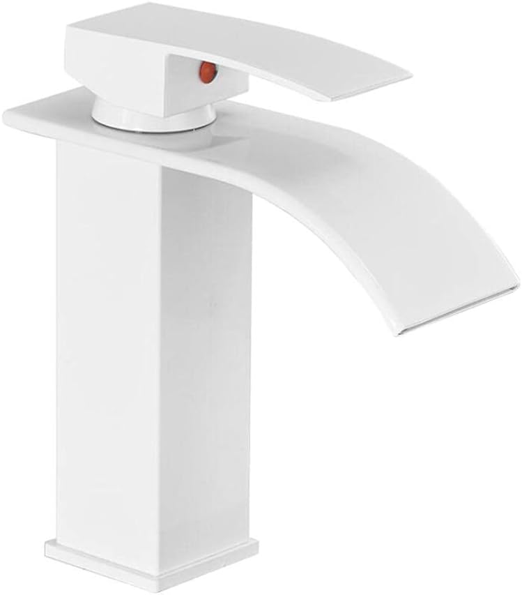 Bathroom Faucet Waterfall White Hot and Cold Brass Single Hole Basin ...