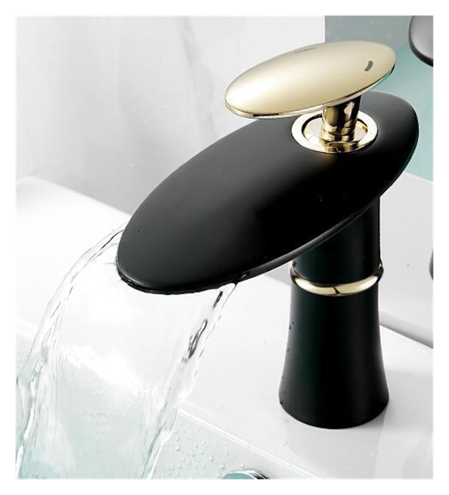 Bathroom Faucet White Gold Basin Faucet Cold Hot Brass Waterfall Faucet ...