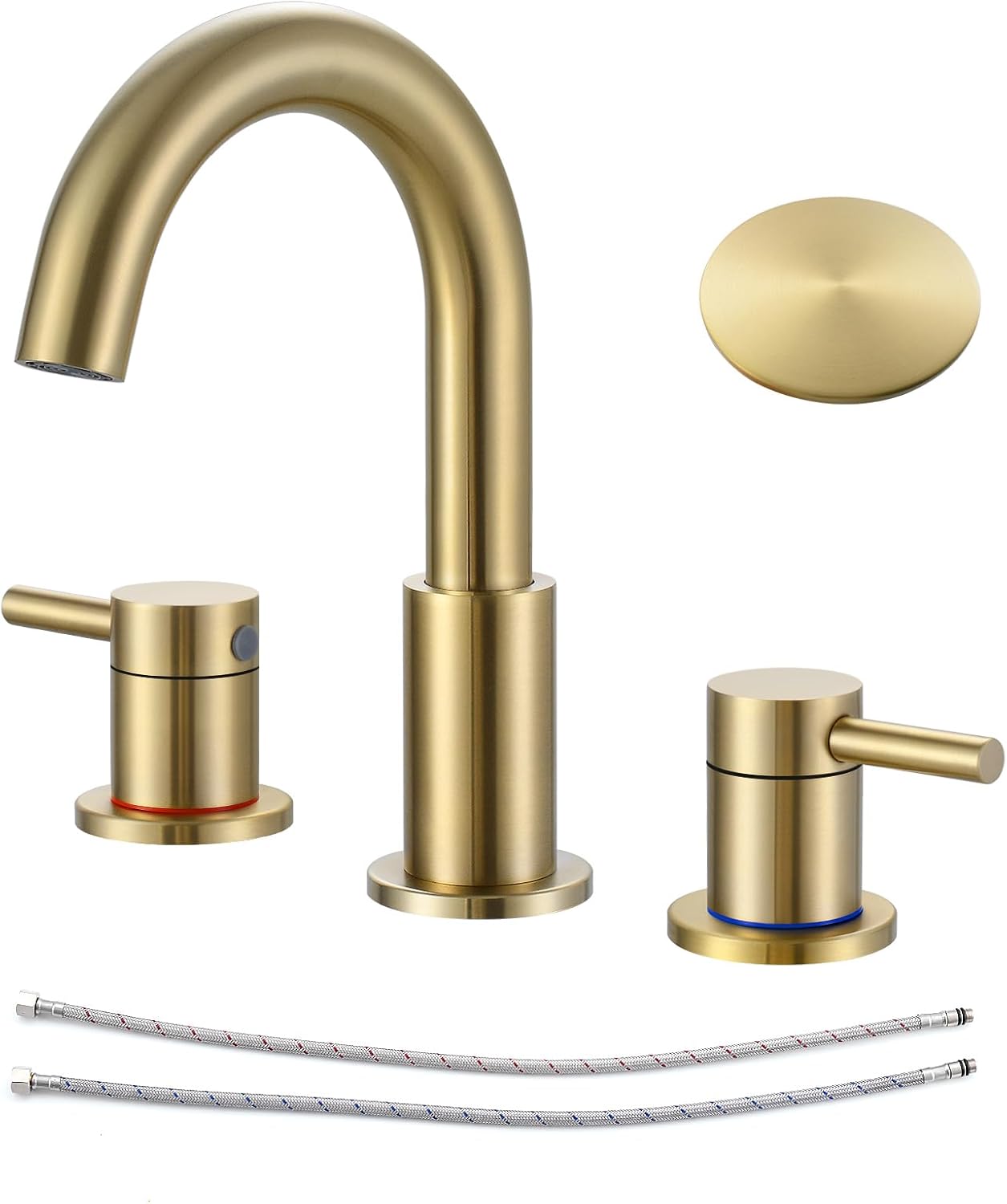 Bathroom Faucet for Sink 3 Hole Brushed Gold, Bathroom Sink Faucet with ...