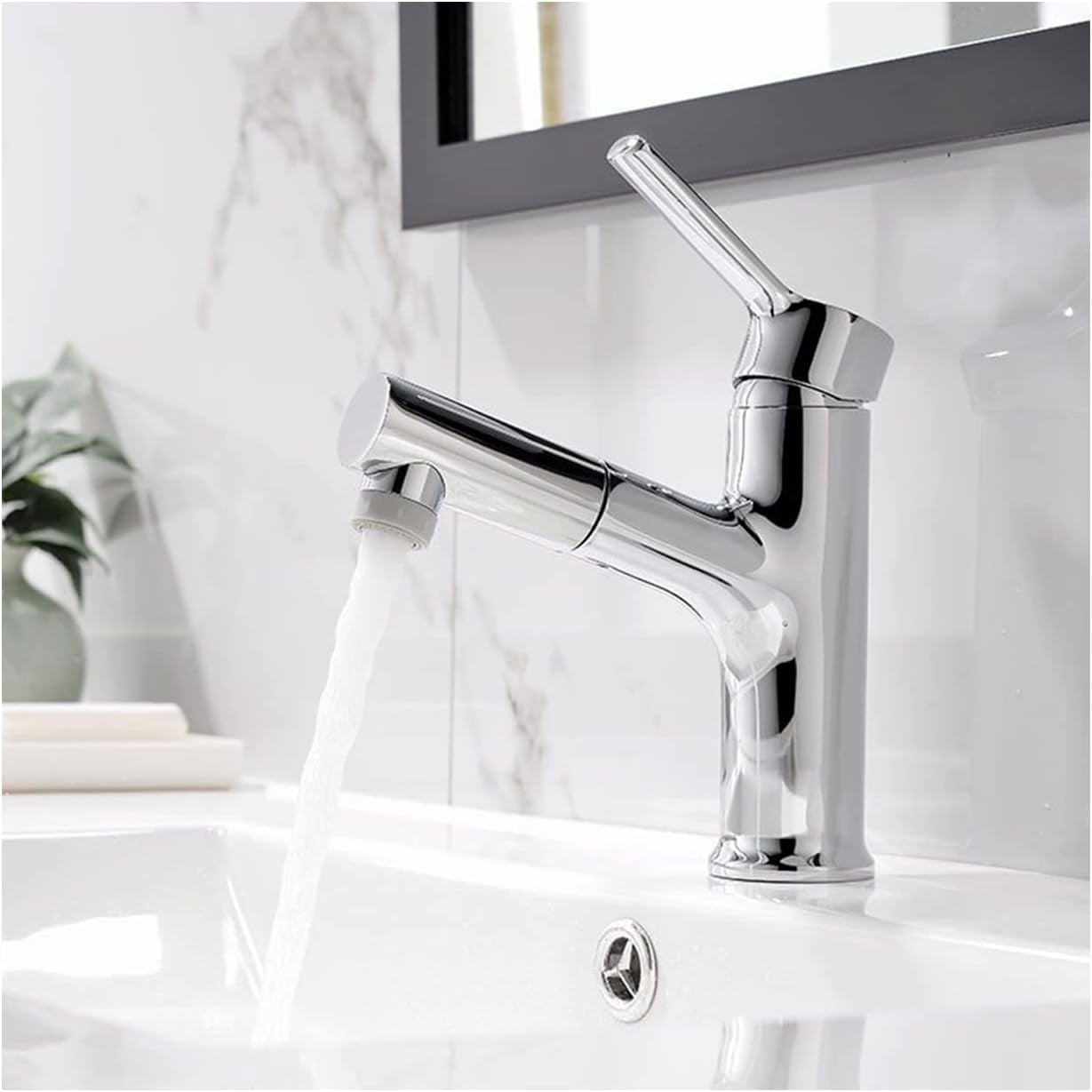 Bathroom Faucet With pull-out Sprinkler, Brass Bathroom Sink Faucet ...