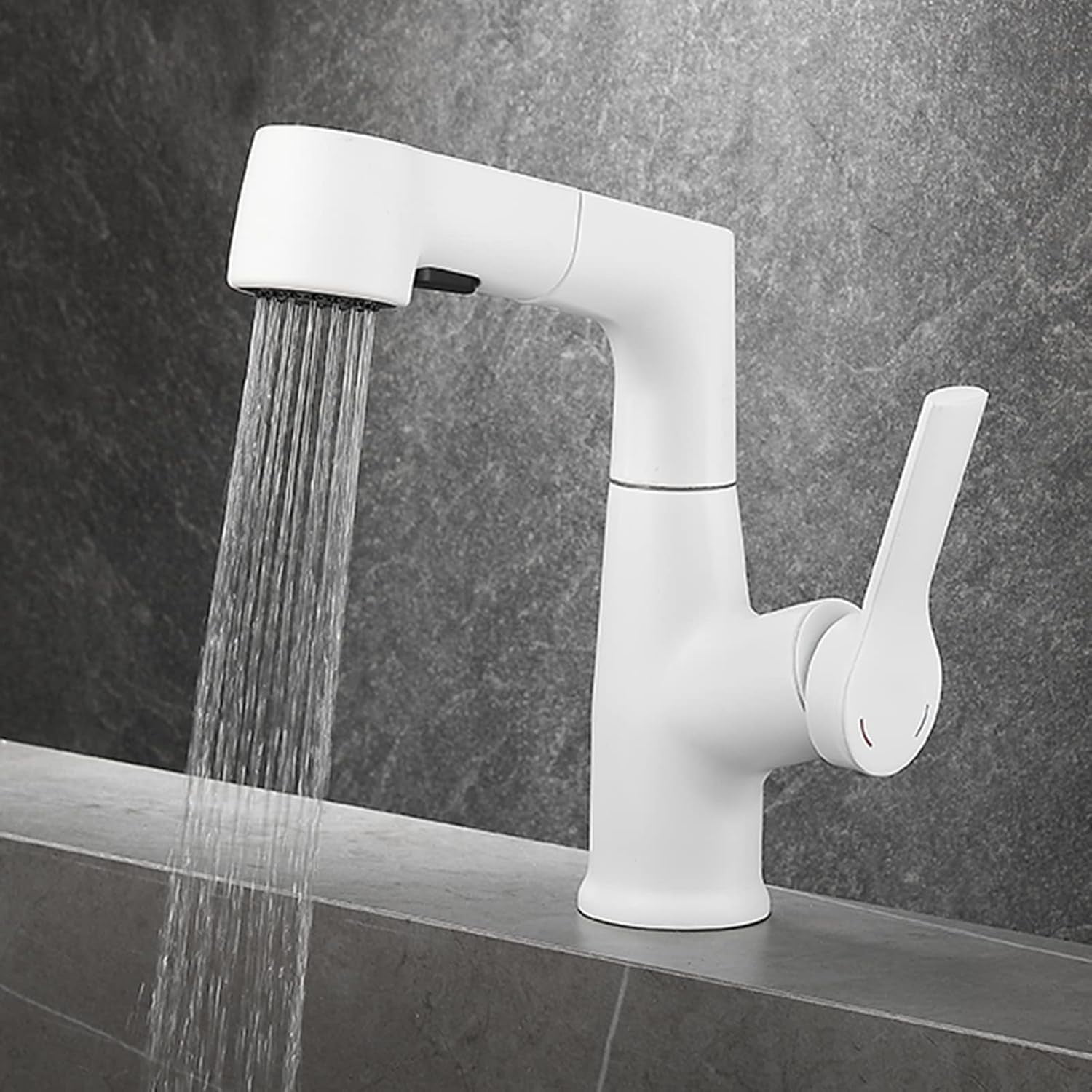 Bathroom Faucet with Pull Out Spray Brass Telescopic Hot and Cold Water Multi-Function Sink ...