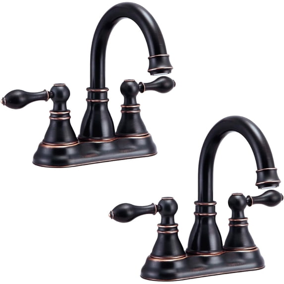 Bathroom Faucets, Centerset Lavatory Sink Faucet with 2 Handle, 3 Hole ...