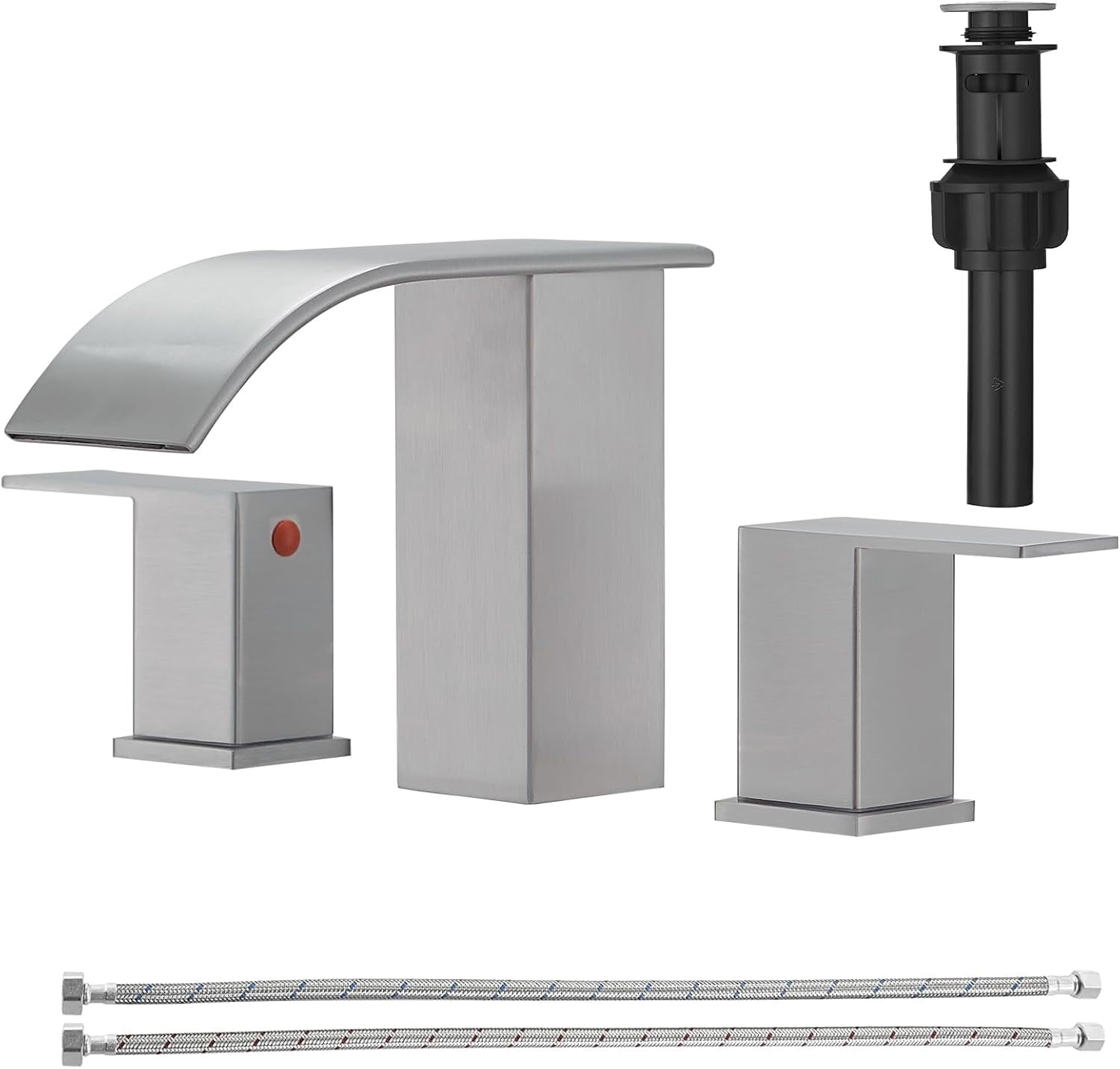 Bathroom Faucets Set 8 Inch Widespread Brushed Nickel Sink Faucet 3 ...