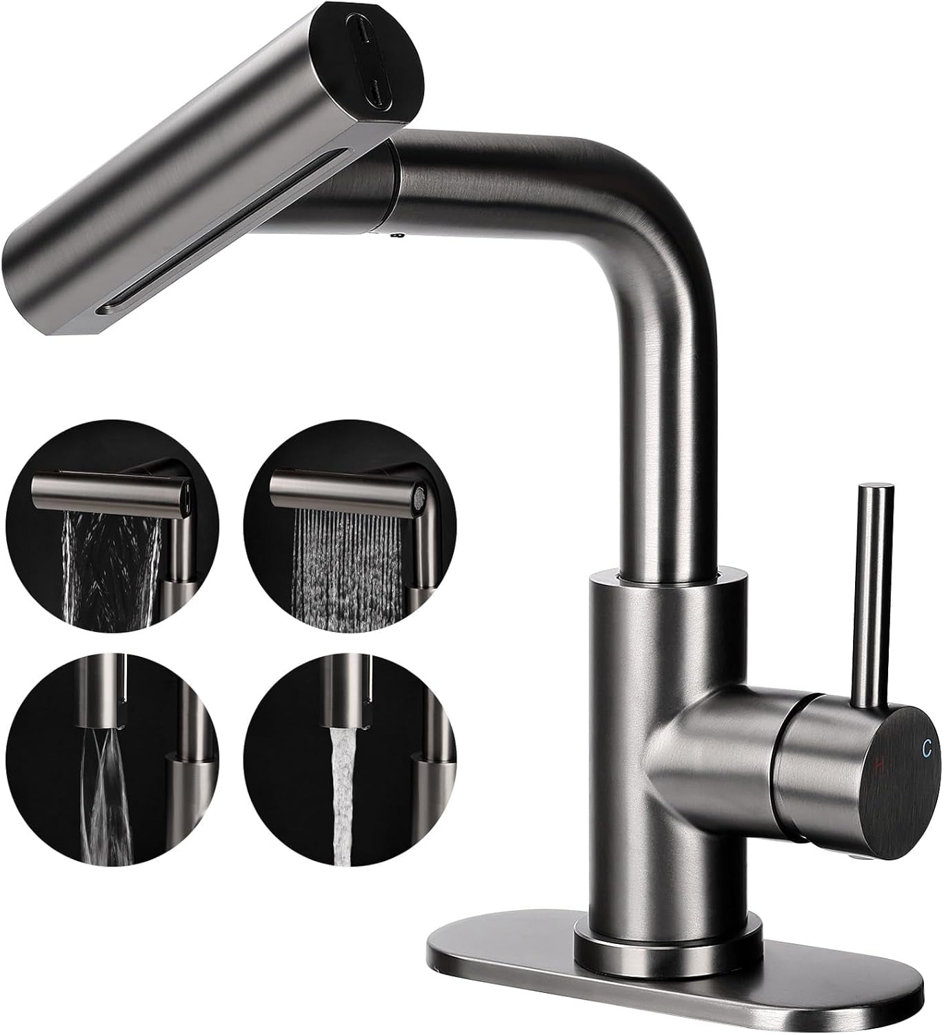 Bathroom Faucets, Single Handle Pull Out Bathroom Sink Faucet, 1 or 3 ...