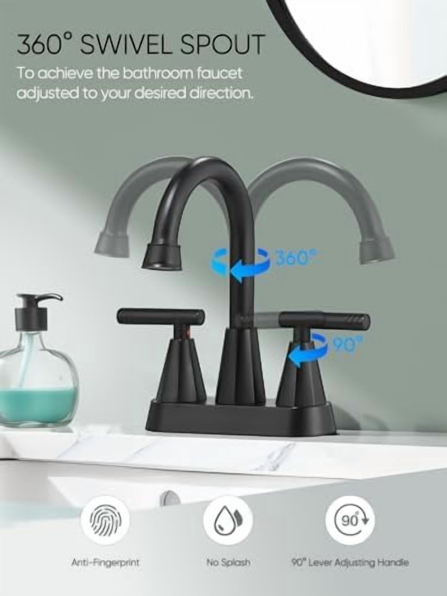 Bathroom Faucets for Sink 3 Hole, 4 Inch with Pop Up Drain and 2 Supply ...