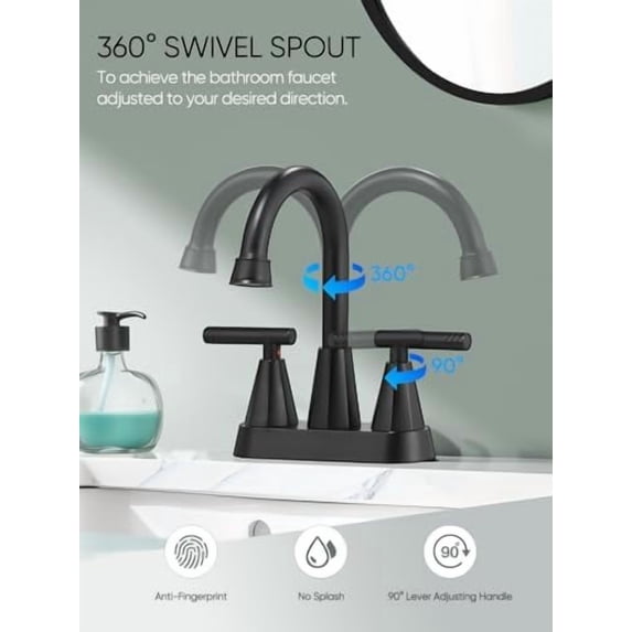 Bathroom Faucets for Sink 3 Hole, 4 Inch with Pop Up Drain and 2 Supply ...