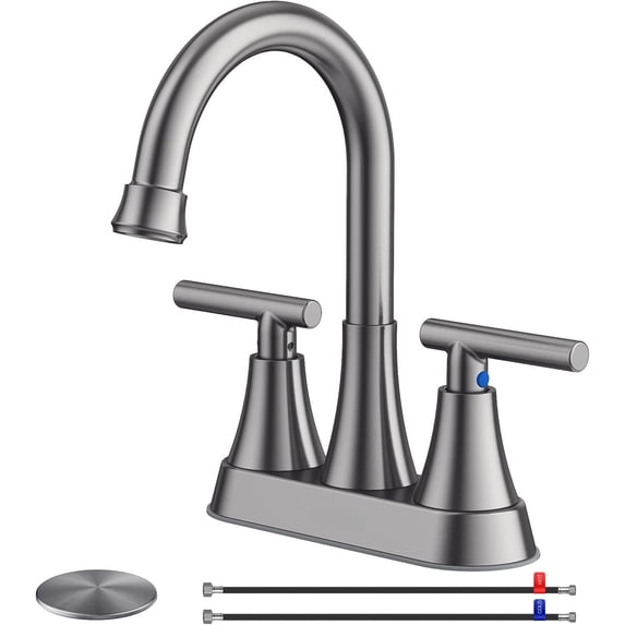 Bathroom Faucets for Sink 3 Hole, 4 inch Brushed Grey Bathroom Sink ...