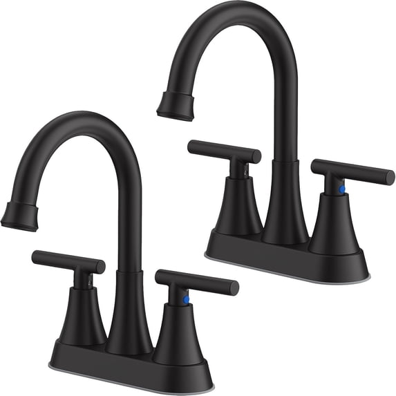 Bathroom Faucets for Sink 3 Hole, 4 inch Matte Black Bathroom Sink ...