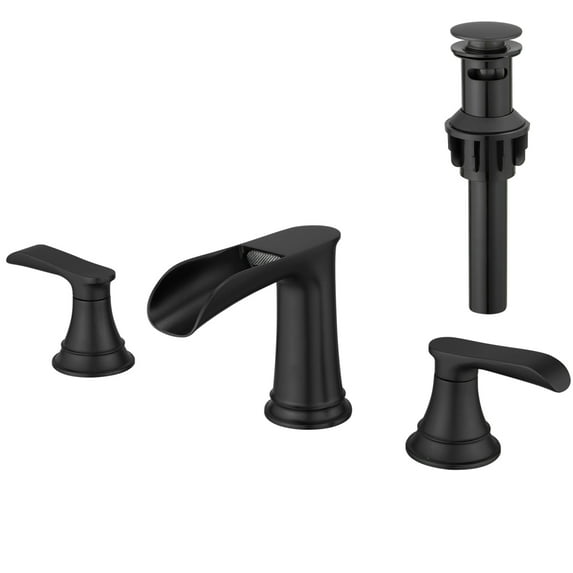 Bathroom Faucets for Sink 3 Hole Black 8 inch Widespread Bathroom Sink ...