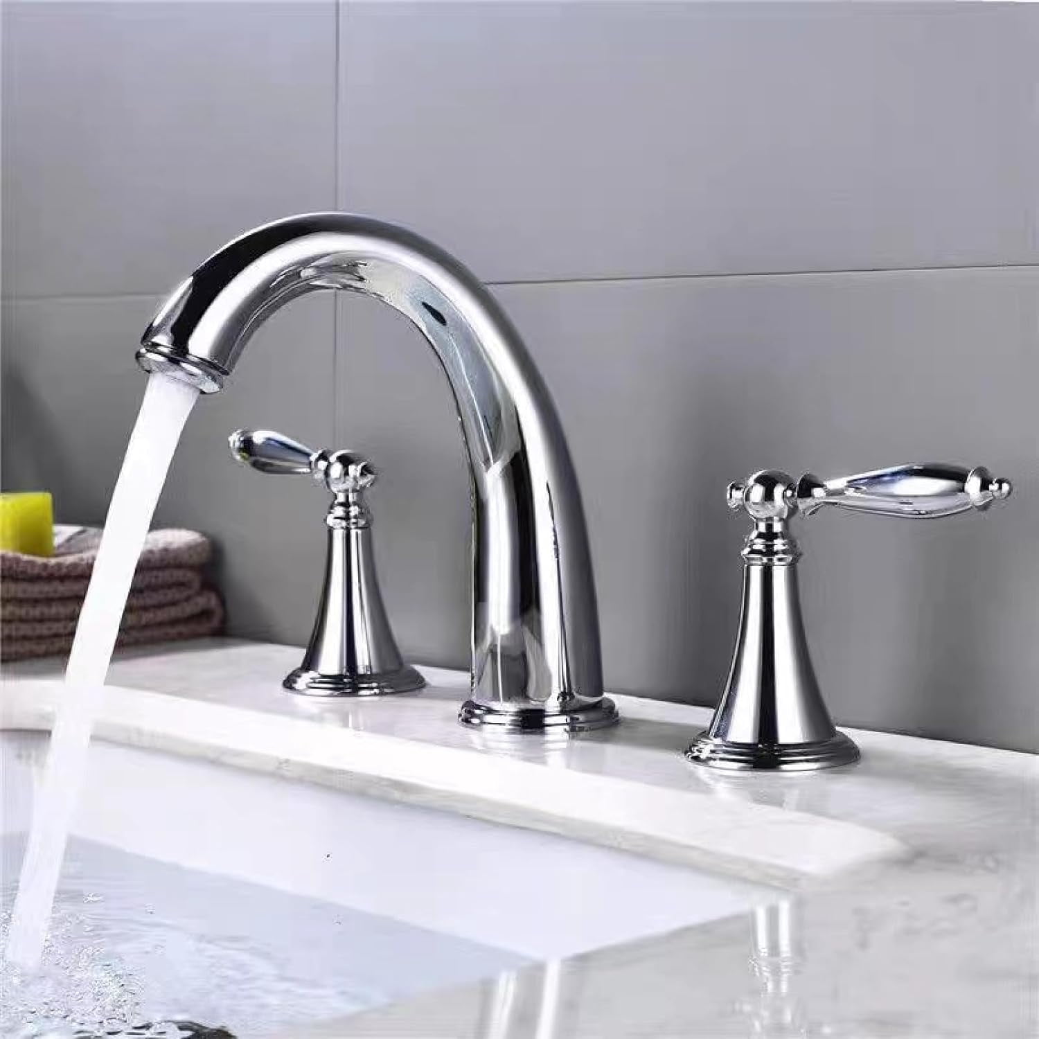 Bathroom Faucets for Sink 3 Hole,Brass Faucet Bathroom,Bathroom Sink Faucet Hot and Cold Water ...